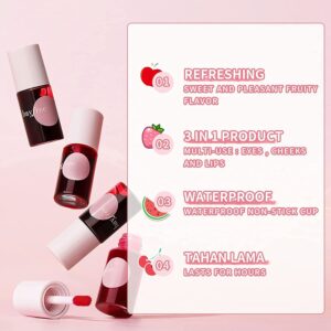 FVQUHVO Lip Tint Stain Set - Mini Liquid Lipstick Kit,Watery and Moisturizing Lip Stain, Long Wearing Lip Tint,Easy Application Tinta Para Labios,3-in-1 Lip Makeup(Pack of 4 Colors)