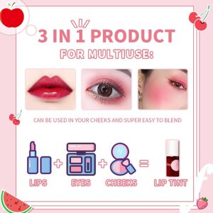 FVQUHVO Lip Tint Stain Set - Mini Liquid Lipstick Kit,Watery and Moisturizing Lip Stain, Long Wearing Lip Tint,Easy Application Tinta Para Labios,3-in-1 Lip Makeup(Pack of 4 Colors)