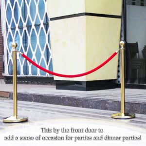 Gold Crowd Control Stanchions, Red Velvet Rope Stanchion Set, Stanchion Posts Queue Pole with 5 ft/1.5 m Red Velvet Rope - Stanchions and Velvet Ropes for Movie Theater (38 Inch, 4Pcs)