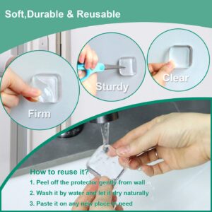 Door Stopper Wall Protector - Wall Shield Bumper Guard from Door Knobs, Sturdy Self Adhesive, Soft and Transparent,Washable and Reusable Shock Absorbent Gel for Home Office (Thicken Square, 6pcs)