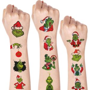 12 sheets christmas temporary tattoos for kids, christmas birthday party supplies winter christmas party decorations stickers xmas party favors for kids boys girls fake tattoos party game gifts