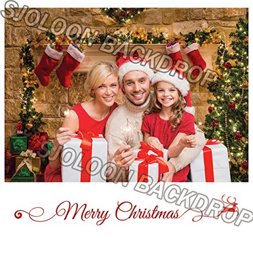 SJOLOON 15x10FT Christmas Photography Backdrops Child Christmas Fireplace Decoration Background for Photo Studio 11209