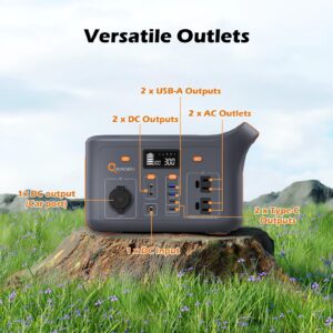 Portable Power Station 20000mAh Solar Outdoor Generator, 256WH 110V/300W AC, DC, USB QC, LED Flashlight for Outdoor Camping RV Home Backup