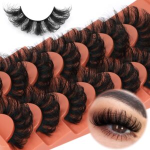 mink lashes fluffy false eyelashes 20mm full wispy lashes 8d volume curly fake eyelashes 7 pairs faux mink lashes multipack by toochunag