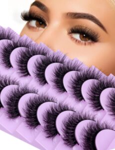 wiwoseo fluffy mink lashes extension strip eyelashes fairy thick volume eyelashes cat eyes lashes 16mm natural wispy fluffy faux mink lashes 10 pairs false eyelashes