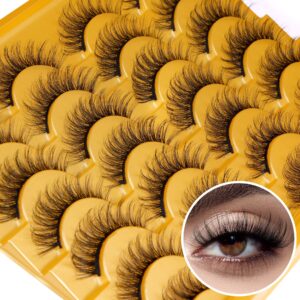 false eyelashes natural look 12mm fluffy lashes wispy faux mink eyelashes 3d volume cat eye lashes pack by zegaine 14 pairs