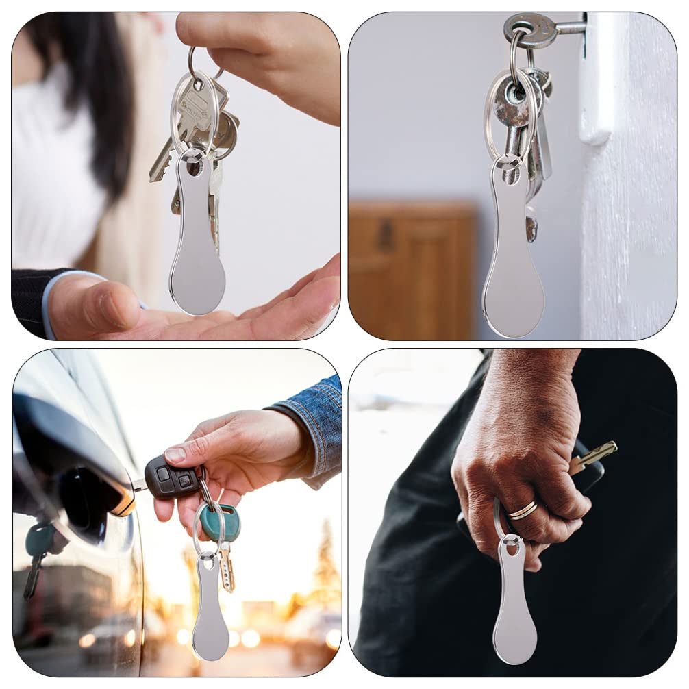 STOBOK Stainless Steel Key Ring Shopping Trolley Tokens 12pcs Metal Shopping Trolley Tokens Portable Shopping Cart Coin Key Rings Decor Silver