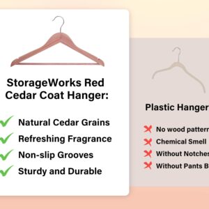 StorageWorks Coat Hanger, Cedar Wood Clothes Hanger, Natural Wood Hangers for Shirts, Jackets, Pants, Coats, Suits, Sweaters, 20 Pack