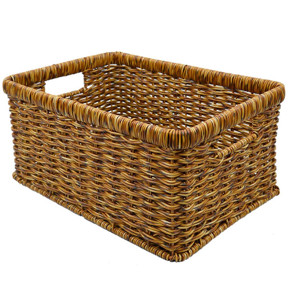 Storage Basket Wicker Woven Baskets for Storage Toilet Tank Basket Coffee Station Condiment Organizer Shelf Basket Coffee Condiment Organizer Woven Storage Bin Rattan Manager Pp