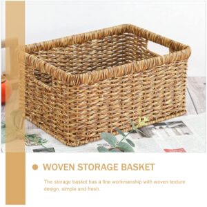 Storage Basket Wicker Woven Baskets for Storage Toilet Tank Basket Coffee Station Condiment Organizer Shelf Basket Coffee Condiment Organizer Woven Storage Bin Rattan Manager Pp