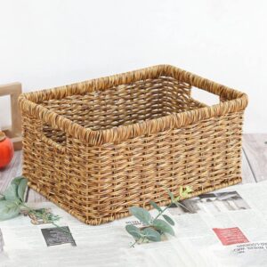 Storage Basket Wicker Woven Baskets for Storage Toilet Tank Basket Coffee Station Condiment Organizer Shelf Basket Coffee Condiment Organizer Woven Storage Bin Rattan Manager Pp