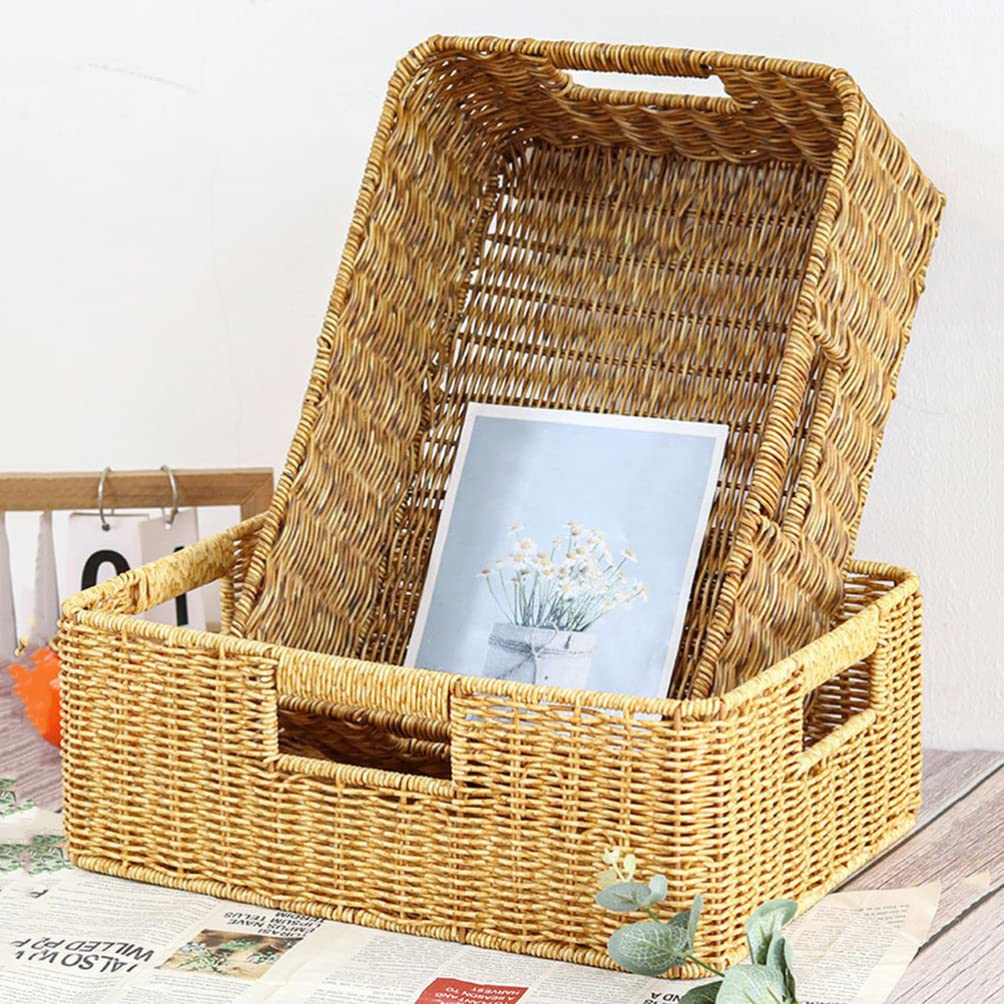 Storage Basket Wicker Woven Baskets for Storage Toilet Tank Basket Coffee Station Condiment Organizer Shelf Basket Coffee Condiment Organizer Woven Storage Bin Rattan Manager Pp