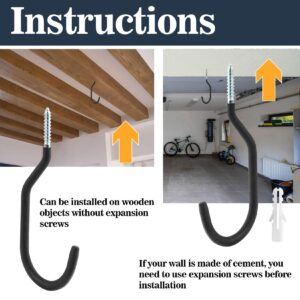 MAQIHAN 10 Garage Hooks Bike Hooks - Heavy Duty Garage Rack Wall Mount Storage J Hooks Hanging Utility Garage Ceiling Rack Bicycle Hooks Ladder Hangers Garden Yard Tools Organizer Organization