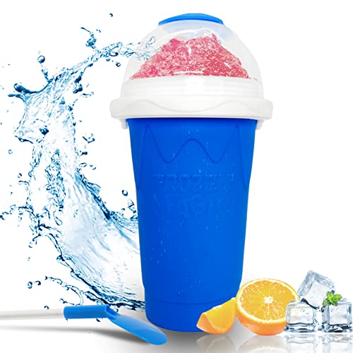 Slushie Maker Cup, Magic Quick Frozen Smoothies Cup, Reuseable Squeeze Cooling Cup with Lids & Straws, Homemade Milk Shake Ice Cream Maker