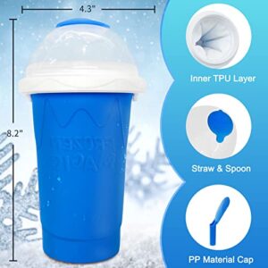 Slushie Maker Cup, Magic Quick Frozen Smoothies Cup, Reuseable Squeeze Cooling Cup with Lids & Straws, Homemade Milk Shake Ice Cream Maker