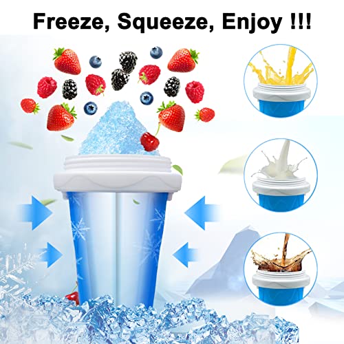 Slushie Maker Cup, Magic Quick Frozen Smoothies Cup, Reuseable Squeeze Cooling Cup with Lids & Straws, Homemade Milk Shake Ice Cream Maker