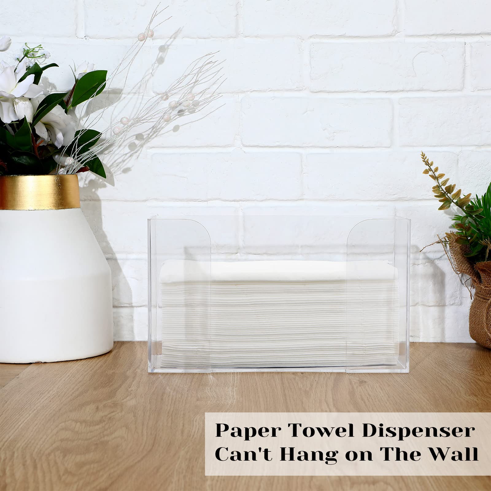 Pack of 2 Paper Towel Dispenser Countertop Acrylic Folded Paper Towel Holder, 11.4'' W x 4.2'' D x 6.7'' H, Clear Guest Napkin Dispenser for Z-fold C-fold Multi-fold Paper Towels(2 Pcs)