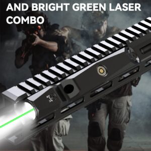 Votatu M9L-G 1600 Lumens Light Laser Combo Compatible with M-Lok Rail Surface, Tactical Flashlight and Green Laser Sight for Rifle, Strobe Function, Magnetic Rechargeable