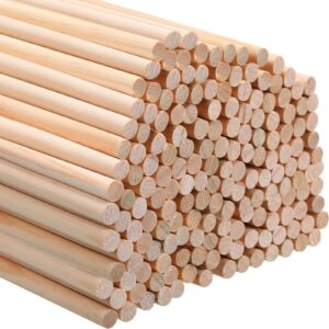 200 pcs dowel rods wood sticks wooden dowel rods round unfinished wood sticks for crafts long wood dowels for home party decor diy (1/4 x 12 inch)