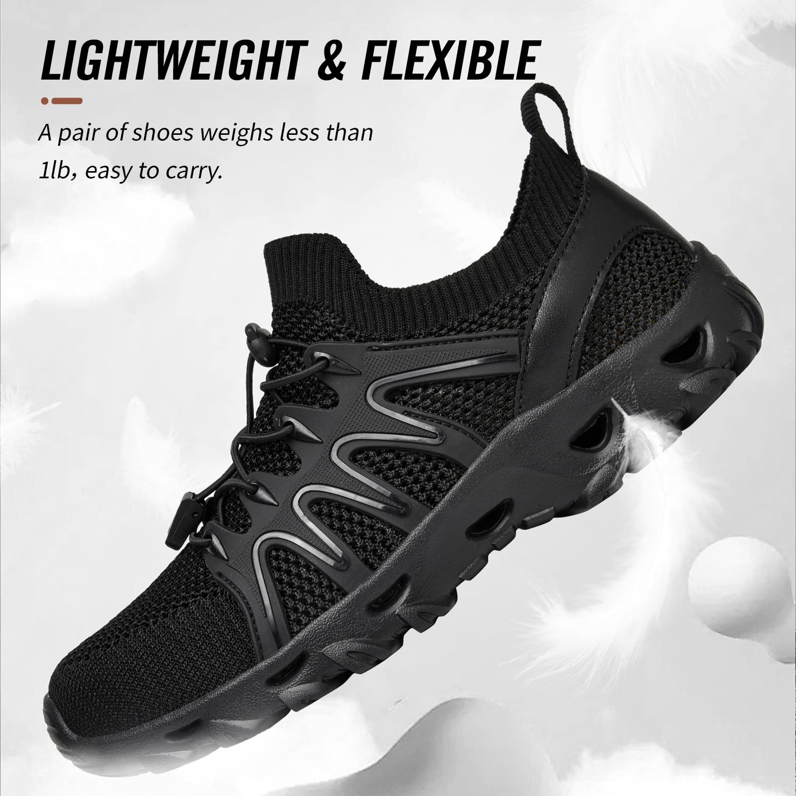 Alibress Water Shoes for Women Men Lightweight Men's Water Hiking Shoes Slip-on Women's Hiking Water Shoes Quick-Dry Aqua Shoes Beach Shoes Swim Shoes River Shoes Black Water Shoes Size Men 12