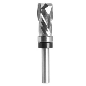 spiral flush trim router bit 1/4 shank by promsa, ultra-performance compression top bearing router bit, solid carbide trim router bits, flush cut router bit for wood trimming, up-down cut