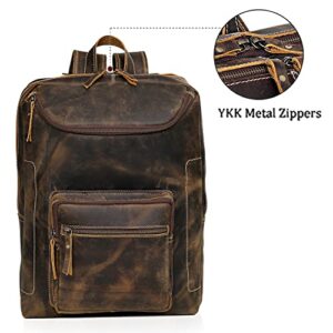 Vintage Leather Backpack For Men 16" Laptop Bag Large Capacity Business Travel Hiking Shoulder Daypacks Business Office Brown (Laptop Backpack 1)