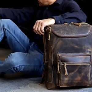 Vintage Leather Backpack For Men 16" Laptop Bag Large Capacity Business Travel Hiking Shoulder Daypacks Business Office Brown (Laptop Backpack 1)