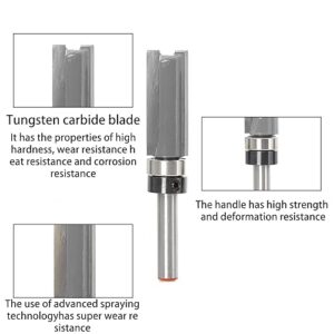 Pattern Flush Trim Router Bits Set 1/4'' Shank, 9PCS Carbide Tipped Template Top Bearing Flush Cut Router Bit, Straight Flush Trim Bit, Wood Milling Cutter for Trimming