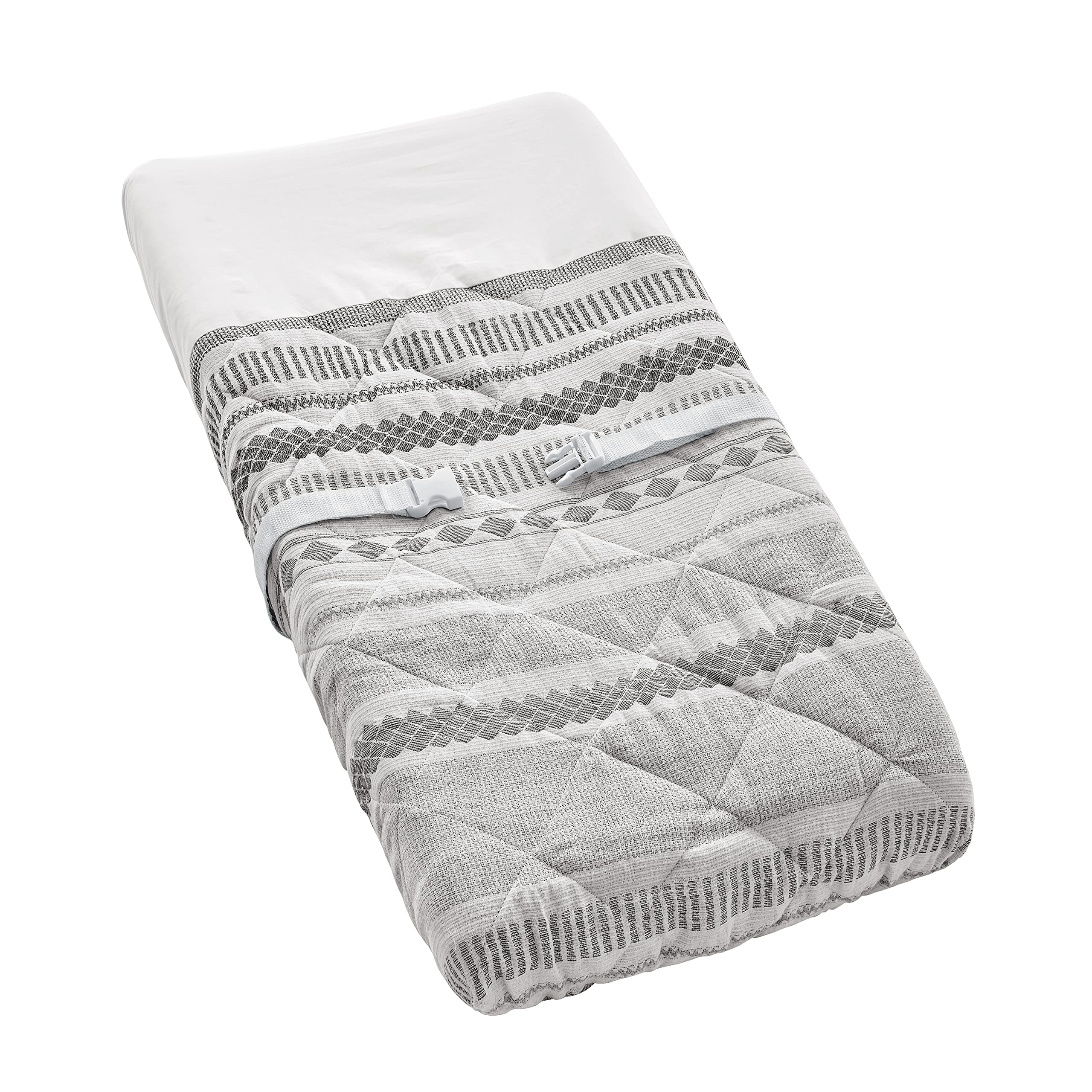 Sweet Jojo Designs Grey Boho Tribal Bohemian Boy Girl Unisex Baby Nursery Changing Pad Cover - Jacquard Aztec Gender Neutral Modern Geometric Stripes Gray Off White Ivory Textured Boho Chic Farmhouse