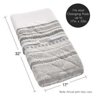 Sweet Jojo Designs Grey Boho Tribal Bohemian Boy Girl Unisex Baby Nursery Changing Pad Cover - Jacquard Aztec Gender Neutral Modern Geometric Stripes Gray Off White Ivory Textured Boho Chic Farmhouse