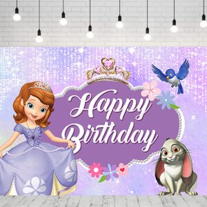 Purple Princess Backdrop for Birthday Party Supplies 5x3ft Princess Sofia Photo Backgrounds Sofia Theme Baby Shower Banner for Birthday Cake Table Decoration