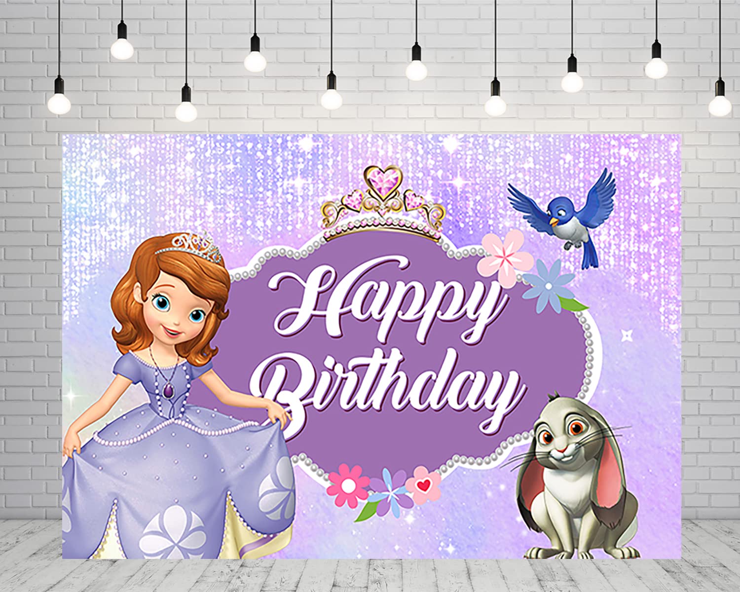 Purple Princess Backdrop for Birthday Party Supplies 5x3ft Princess Sofia Photo Backgrounds Sofia Theme Baby Shower Banner for Birthday Cake Table Decoration