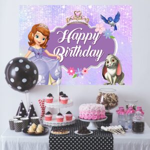 Purple Princess Backdrop for Birthday Party Supplies 5x3ft Princess Sofia Photo Backgrounds Sofia Theme Baby Shower Banner for Birthday Cake Table Decoration