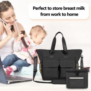 Teamoy Breast Pump Bag with Cooler Bag, Breast Pump Storage Tote with Laptop Sleeve (Up to 14") for Working Moms, Compatible with Spectra S1,S2, Medela, Black(Bag ONLY)