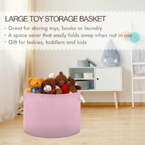 Kigai Pink Solid Color Cotton Rope Basket Large Round Baby Laundry Basket Toy Blanket Books Storage Bin