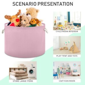 Kigai Pink Solid Color Cotton Rope Basket Large Round Baby Laundry Basket Toy Blanket Books Storage Bin