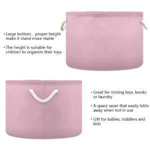 Kigai Pink Solid Color Cotton Rope Basket Large Round Baby Laundry Basket Toy Blanket Books Storage Bin