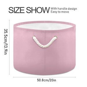 Kigai Pink Solid Color Cotton Rope Basket Large Round Baby Laundry Basket Toy Blanket Books Storage Bin