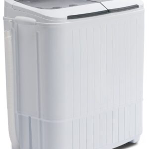 TABU 17.6Ibs Portable Washing Machine, Compact Washer Machine, Mini Washing Machine, Twin Tub Washer and Spiner, Ideal for Dorms, Apartments, RVs, Camping etc (White & Grey)