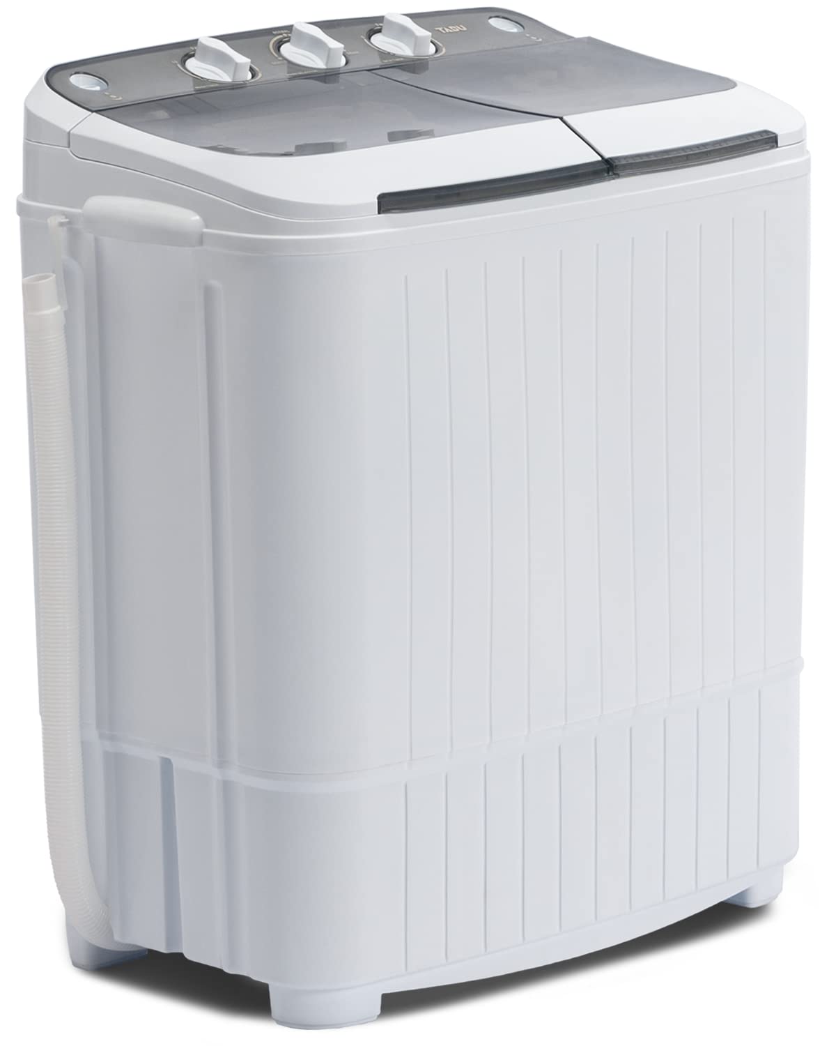 TABU 17.6Ibs Portable Washing Machine, Compact Washer Machine, Mini Washing Machine, Twin Tub Washer and Spiner, Ideal for Dorms, Apartments, RVs, Camping etc (White & Grey)