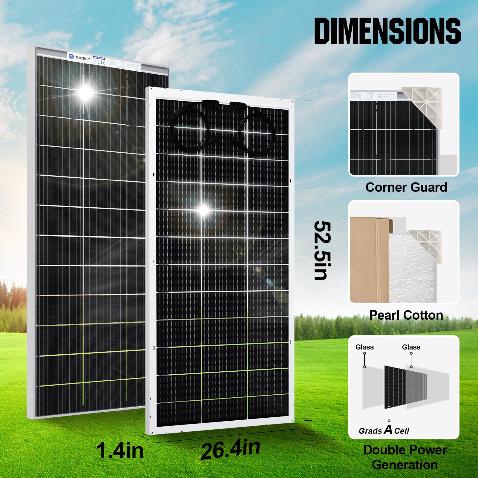 ECO-WORTHY 2.4KWH Solar Panel Kit 600W 12Volt System for RV Off Grid with Battery and Inverter: 600W Solar Panels + 40A MPPT Charge Controller + 12V 150Ah Lithium Battery + 12V 2000W Solar Inverter