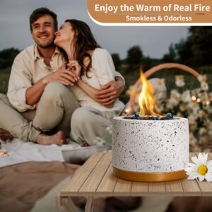 Sonefreiy Tabletop Fire Pit, Small Portable Table Top Fire Bowl, Smokeless Ethanol Fireplace for Indoor Outdoor, Mini Concrete Tabletop Fire Pit for Small Fireplace, for Family Friends