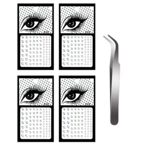 4 sheets face gems eye jewels rhinestones stickers, small face gems, self adhesive rhinestones stickers for face, acrylic self adhesive crystal for makeup face eye rhinestones gems jewels stick on