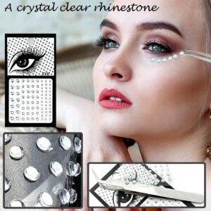 4 Sheets Face Gems Eye Jewels Rhinestones Stickers, Small Face Gems, Self Adhesive Rhinestones Stickers for Face, Acrylic Self Adhesive Crystal for Makeup Face Eye Rhinestones Gems Jewels Stick on