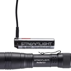 Streamlight 89000 ProTac 2.0 2000-Lumen Rechargeable Tactical Flashlight with USB C Cable, and Holster, Box, Black