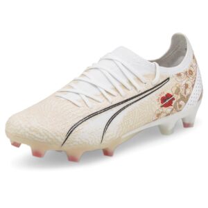 puma - womens ultra ultimate liberty fg/ag shoes, size: 7 m us, color: puma white/puma black/sun kiss