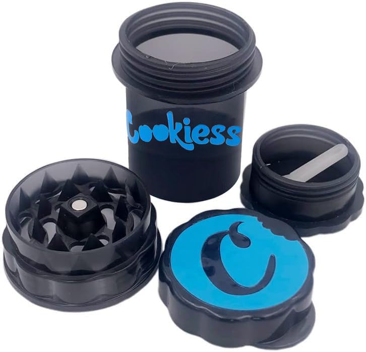 Grinder Herb Spice Grinder Hand-cranked Plastic Grinder with Handle 62mm Grinder Storage Tank 2 in 1（Black Blue）