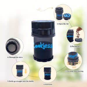 Grinder Herb Spice Grinder Hand-cranked Plastic Grinder with Handle 62mm Grinder Storage Tank 2 in 1（Black Blue）