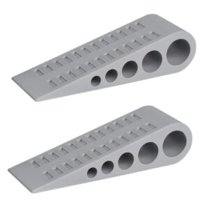 2 pack door stoppers, wedge rubber door stop with holder, door stoppers for bottom of door (gray)