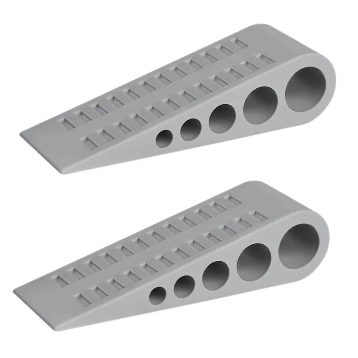 2 Pack Door Stoppers, Wedge Rubber Door Stop with Holder, Door Stoppers for Bottom of Door (Gray)